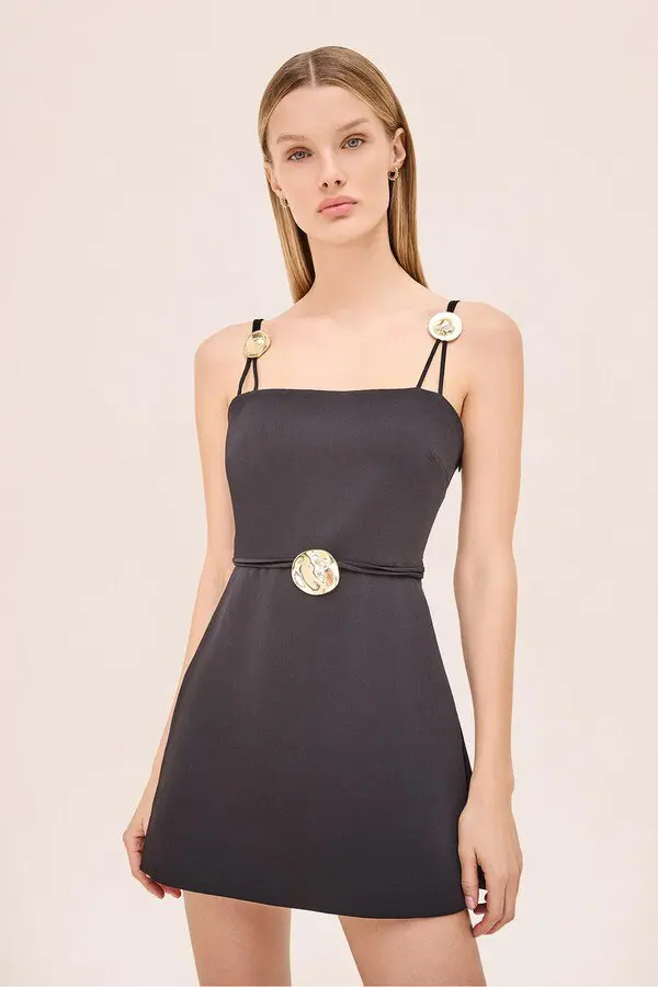 Alexis Basei Romper With Gold Hardware - Black