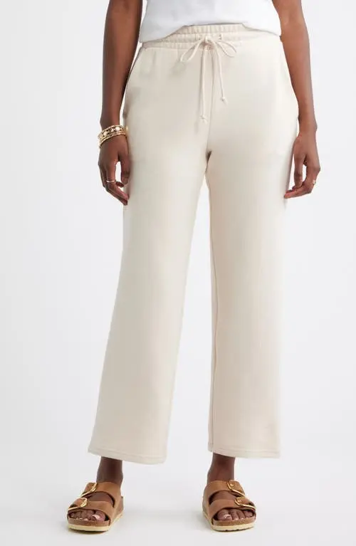 Caslon Cotton Blend French Terry Drawstring Cropped Pants - Beige Shell