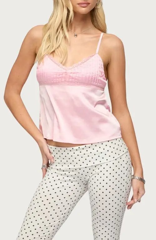 EDIKTED Blanca Lace Trim Satin Camisole