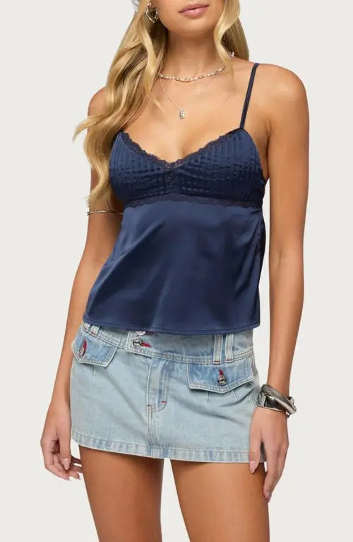 EDIKTED Blanca Lace Trim Satin Camisole
