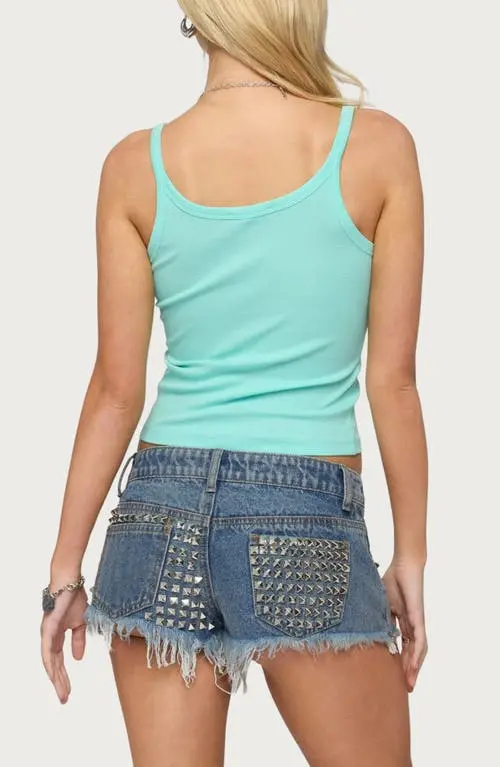 EDIKTED Stretch Cotton Crop Camisole - Turquoise