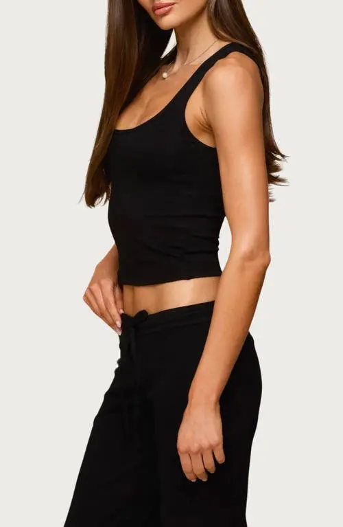 EDIKTED Ribbed Scoop Neck Cropped Tank - Black