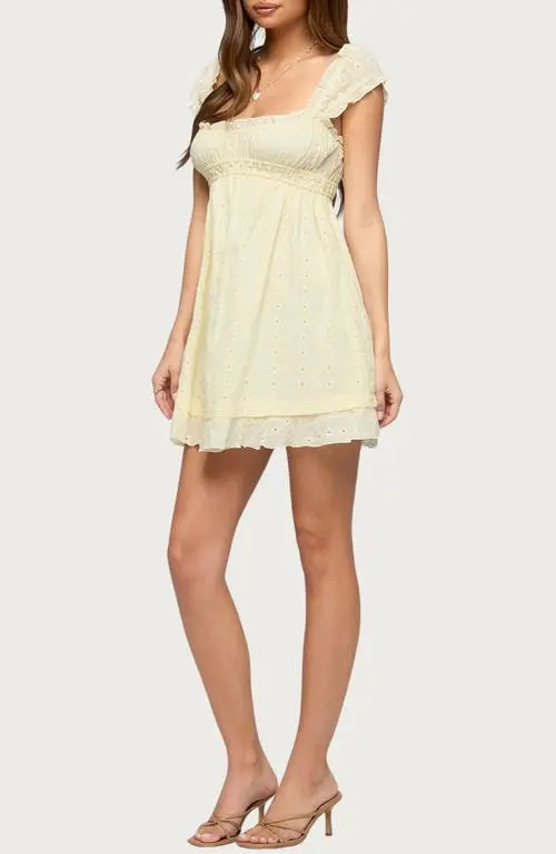 EDIKTED Eyelet Ruffle Babydoll Minidress