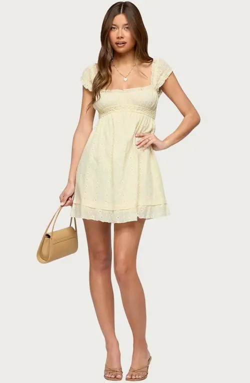 EDIKTED Eyelet Ruffle Babydoll Minidress