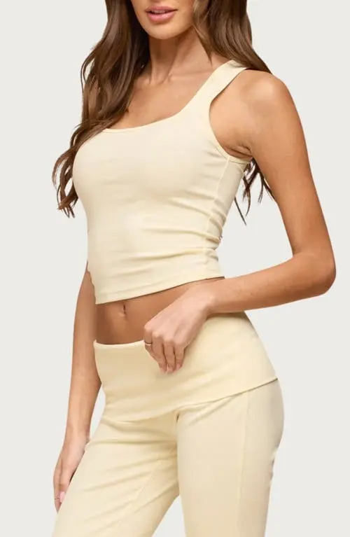 EDIKTED Ribbed Square Neck Cropped Tank