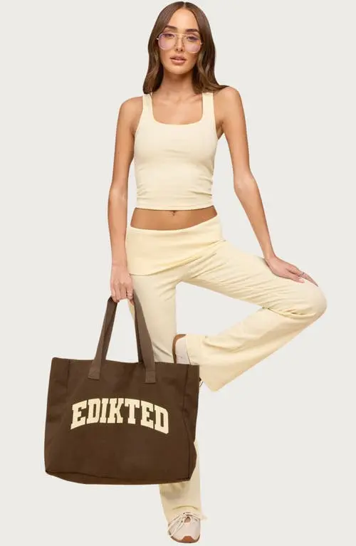 EDIKTED Ribbed Square Neck Cropped Tank