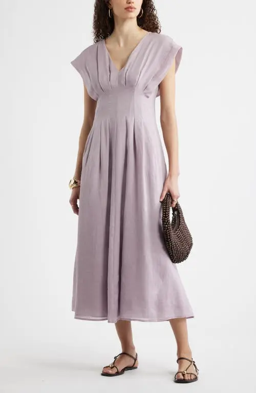 knee length dresses for ladies Purple Puff Sleeve Zola Midi Dress main image 1