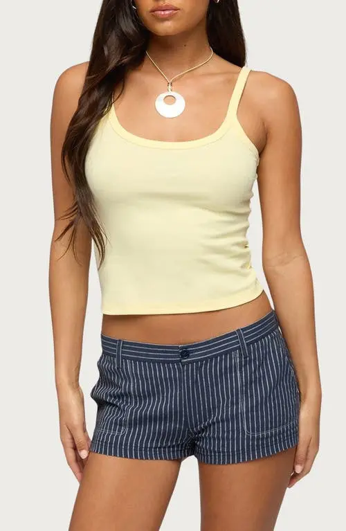 EDIKTED Basic Babe Stretch Cotton Crop Camisole - Yellow