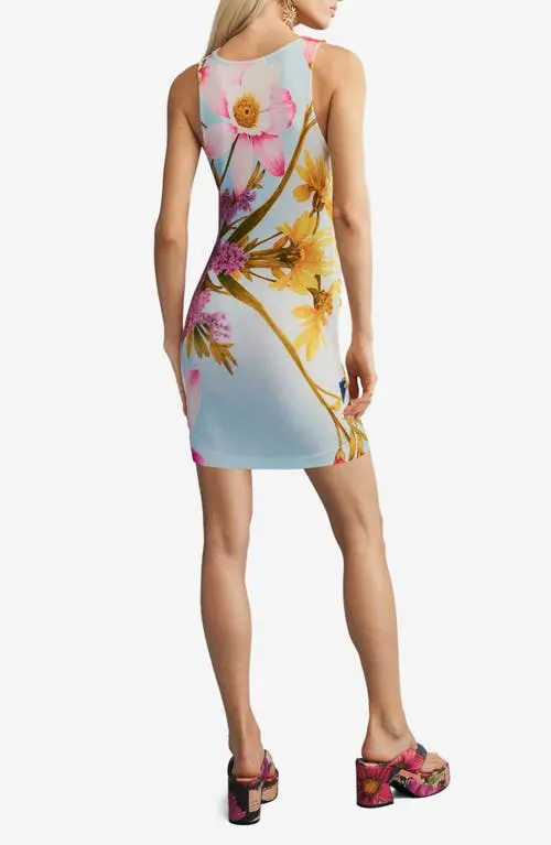 Desigual Sleeveless Floral Print Cowl Neck Minidress
