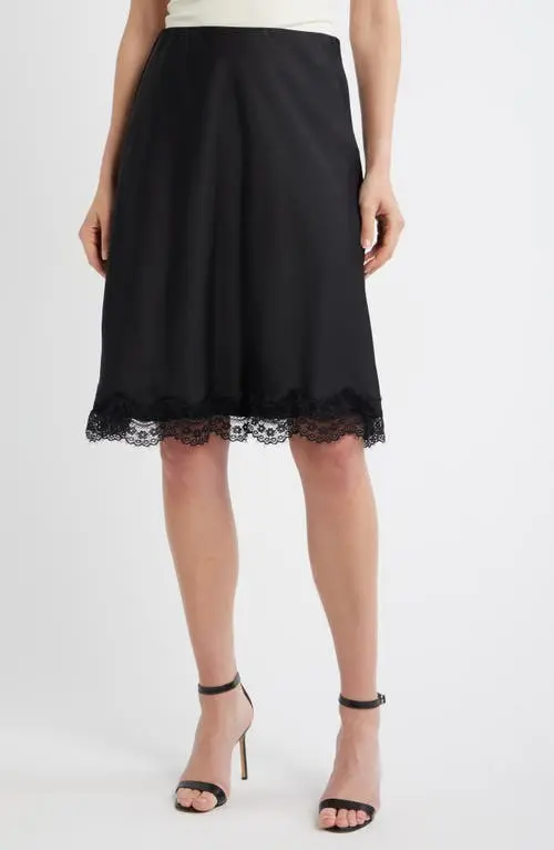 TAHARI ASL Lace Trim Satin Slip Skirt
