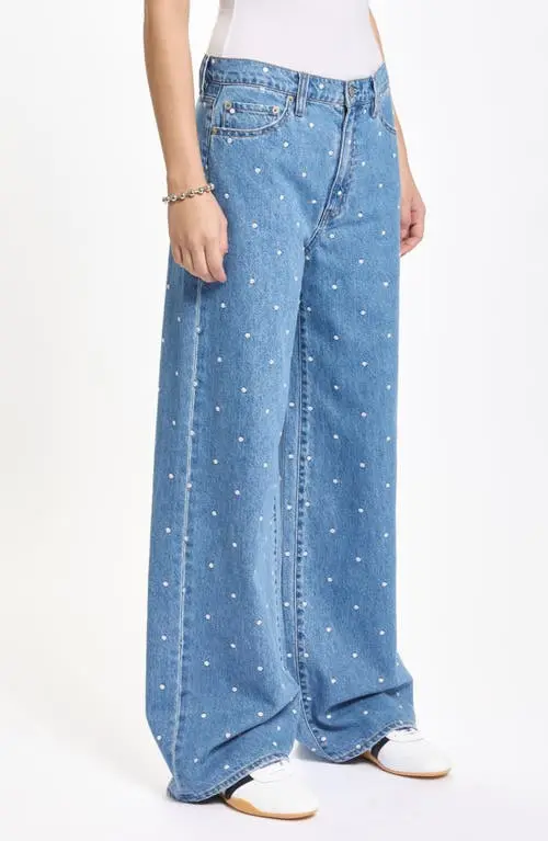DAZE The Wanderer Polka Dot High Waist Wide Leg Jeans