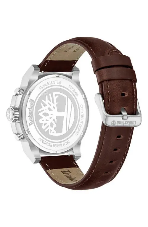 Timberland Fast Strike Chronograph Stainless Steel Watch With Leather Strap - Tan