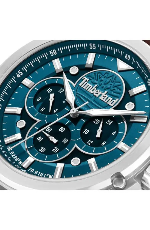Timberland Fast Strike Chronograph Stainless Steel Watch With Leather Strap - Tan