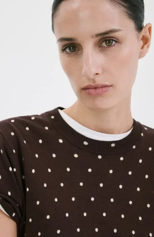 Mango Polka Dot Fine Knit Sweater - Chocolate