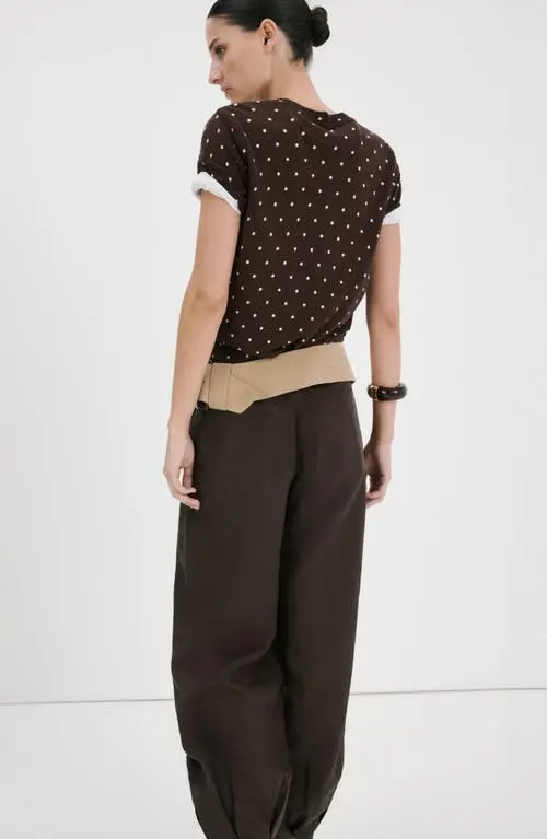 Mango Polka Dot Fine Knit Sweater - Chocolate