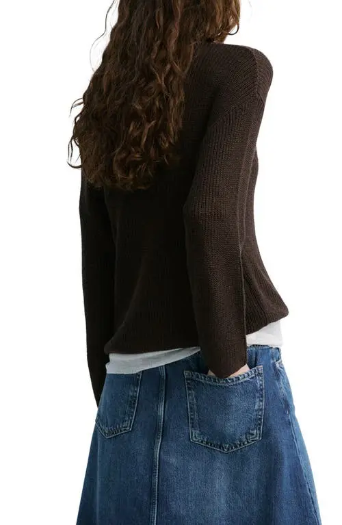 Mango V-neck Shaker-stitch Sweater With Dropped Shoulders