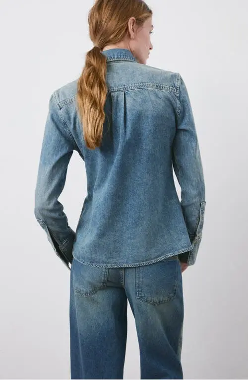 Mango Ruffled Denim Shirt