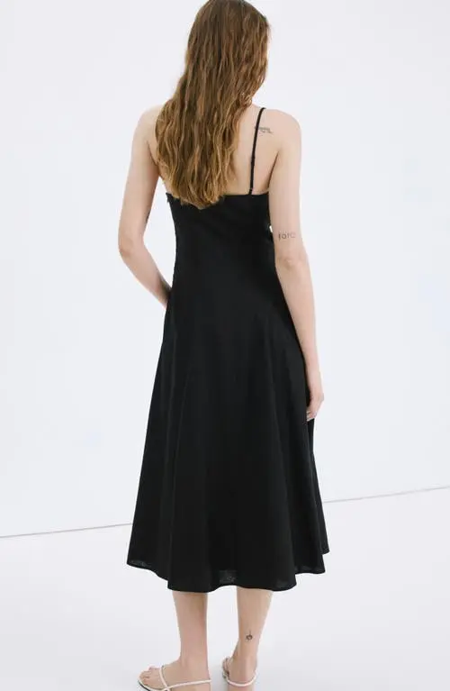 Mango Sleeveless Linen Blend Midi Dress