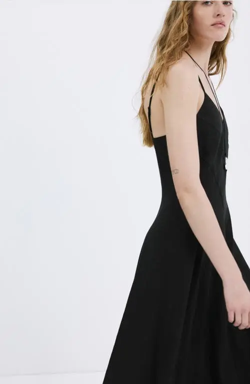 Mango Sleeveless Linen Blend Midi Dress