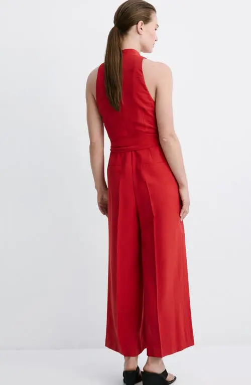 Mango Sleeveless Jumpsuit With Surplice V-neck And Removable Sash