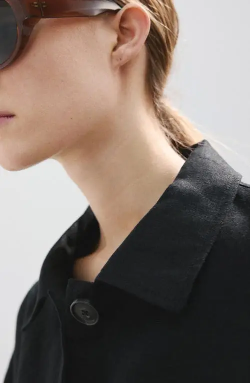 Mango Belted Linen Jacket - Black