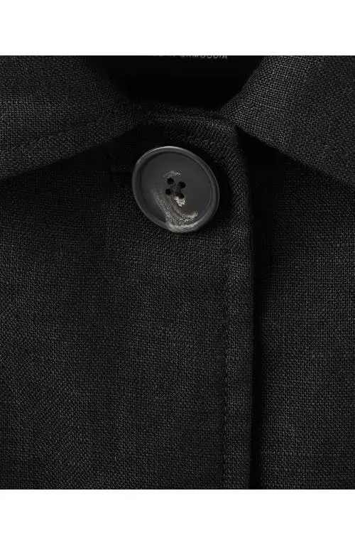 Mango Belted Linen Jacket - Black