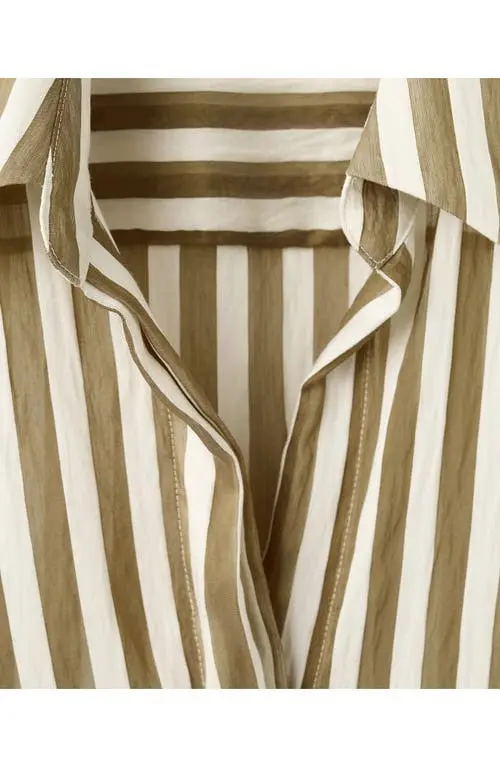 Mango Striped Semisheer Woven Shirt - Khaki
