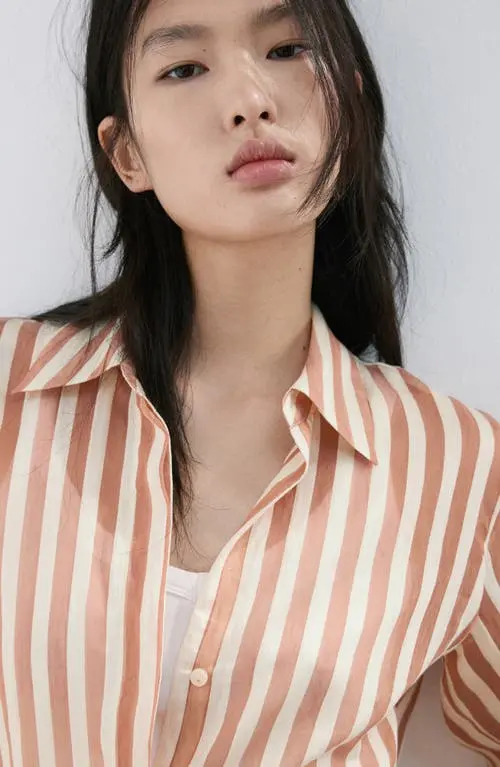 Mango Striped Semisheer Woven Shirt