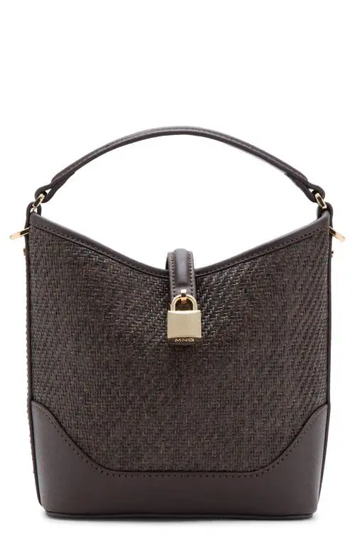 Mango Small Raffia Bucket Bag With Gold Tone Clasp