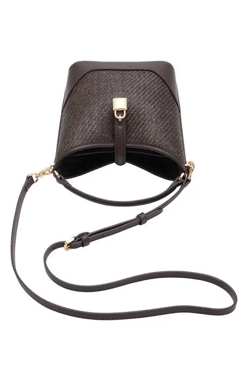 Mango Small Raffia Bucket Bag With Gold Tone Clasp