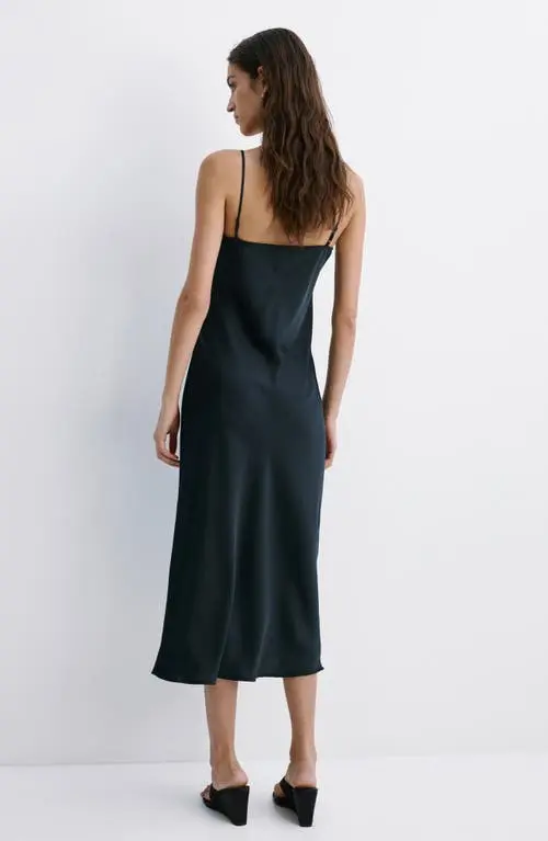 Mango Lace Trimmed Satin Midi Slipdress