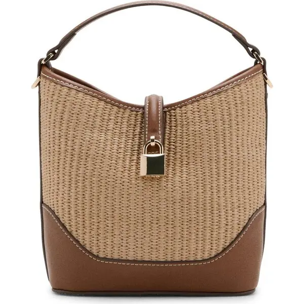 Mango Contrasting Canvas & Faux Bucket Bag