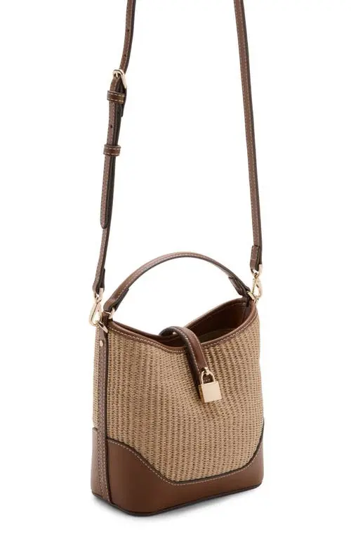 Mango Contrasting Canvas & Faux Bucket Bag