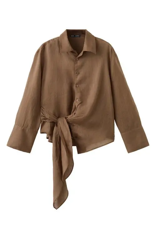 Mango Ramie Tie-front Sleeveless Top
