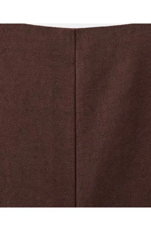 Mango Cotton & Linen Blend Crop Straight Leg Pants