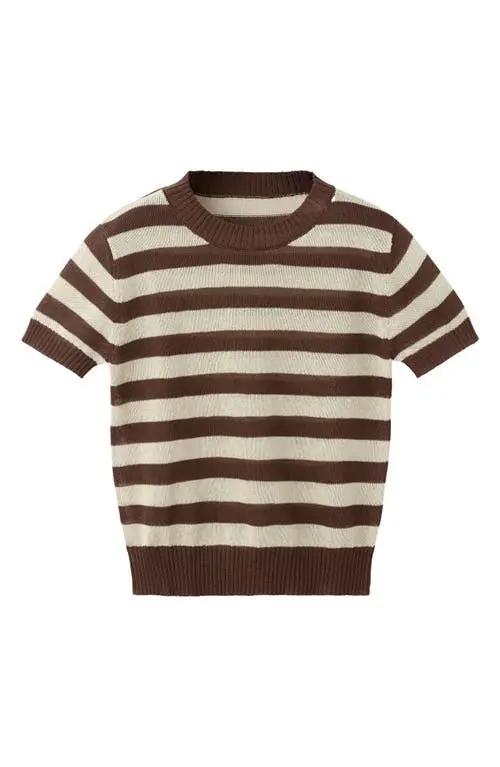 Mango Striped Cropped Fine Knit Sweater