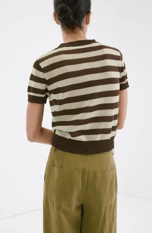 Mango Striped Cropped Fine Knit Sweater