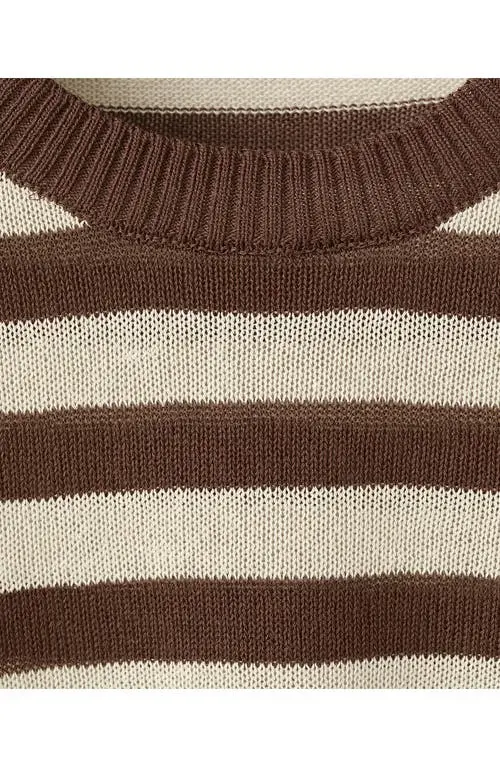 Mango Striped Cropped Fine Knit Sweater
