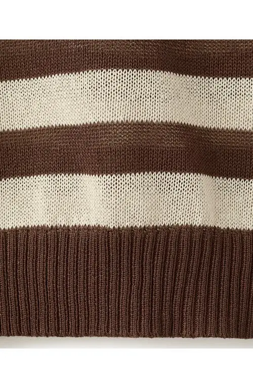 Mango Striped Cropped Fine Knit Sweater