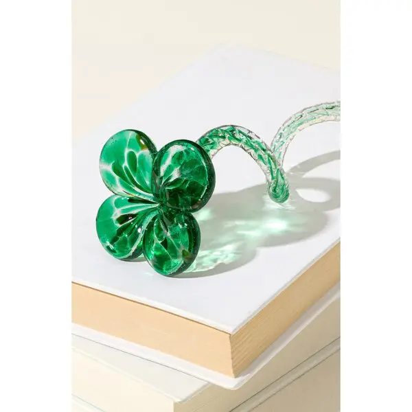 UNCOMMON GOODS Glass Good Luck Clover - Green