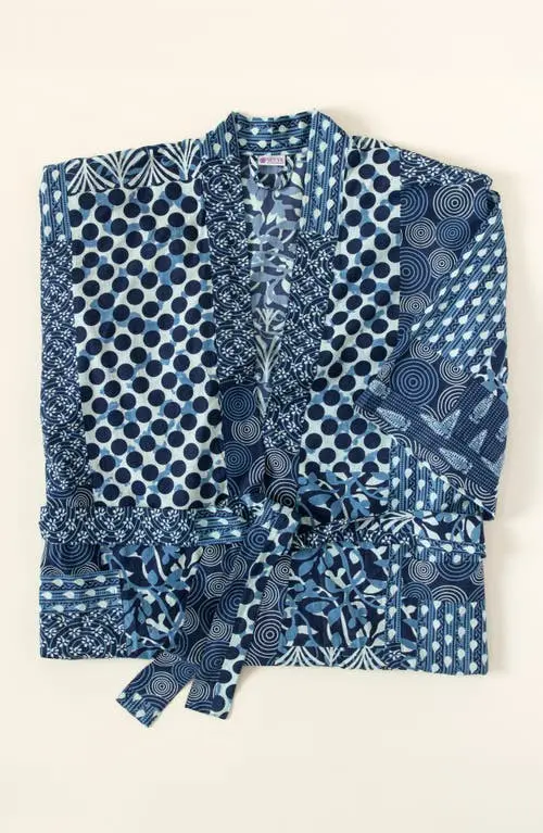 UNCOMMON GOODS Patchwork Print Indigo Robe