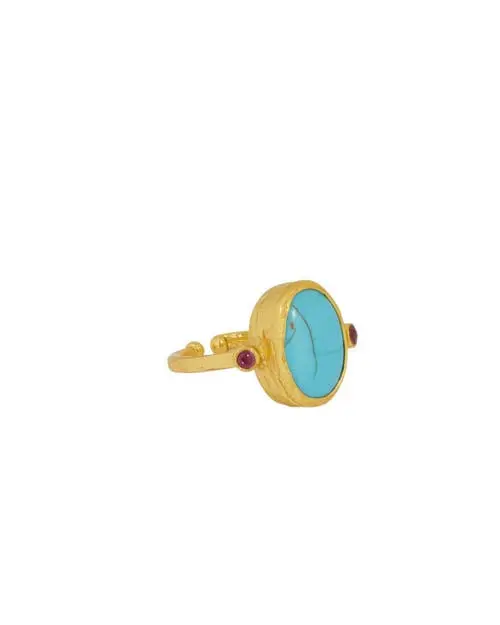 OTTOMAN HANDS Lucia Turquoise Cocktail Ring - Gold