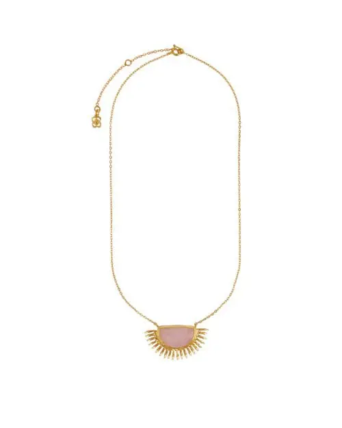 OTTOMAN HANDS Plated Rose Quartz Pendant Necklace - Gold