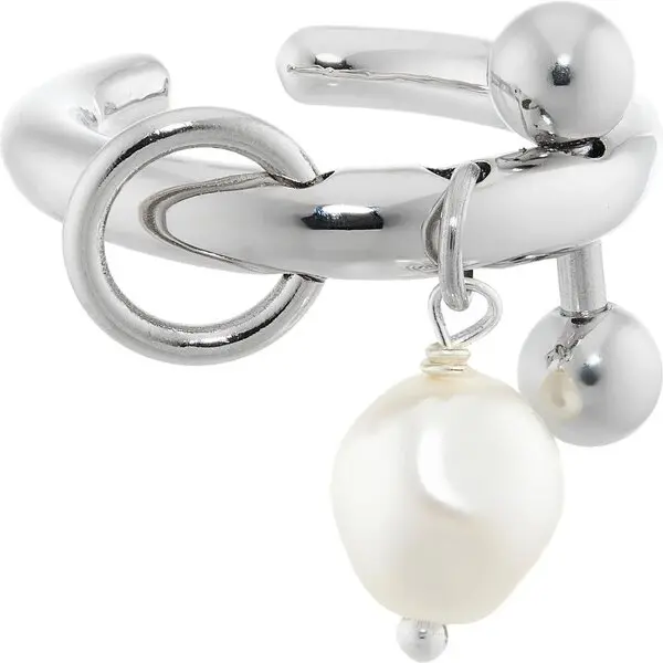 JUSTINE CLENQUET Nikki Open Ring With Charm - Palladium