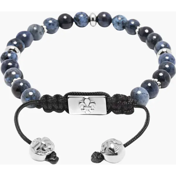 NIALAYA JEWELRY Blue Dumortierite Beaded Bracelet With Silver Accents - Blue Dumortierite/silver