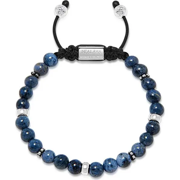 NIALAYA JEWELRY Beaded Bracelet With Silver Accents - Silver/blue