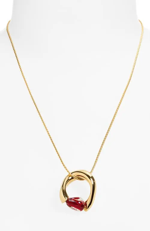 Bottega Veneta Sterling Silver And 18k Gold Plated Necklace With Sculptural Ring Pendant