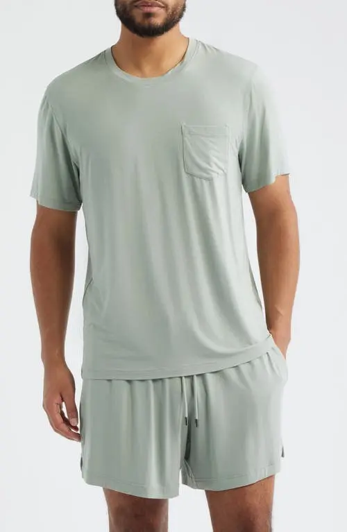 Daniel Buchler Stretch Modal & Silk Sleep T-shirt - Sage