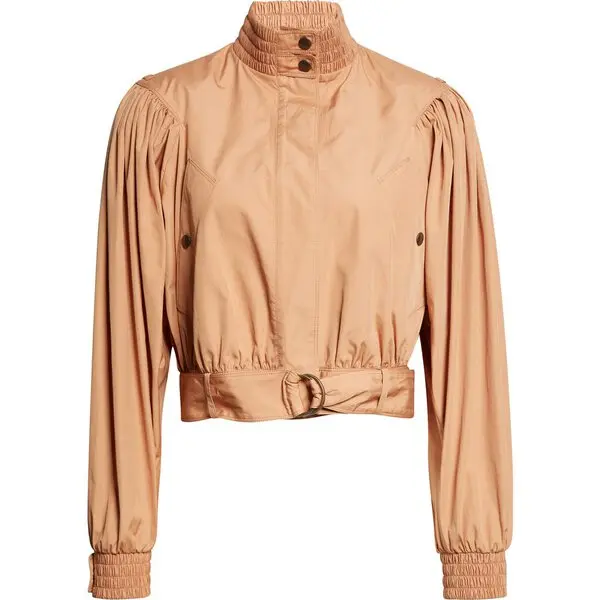 Chloé Crop Gathered Cotton Poplin Jacket - Reef Shell
