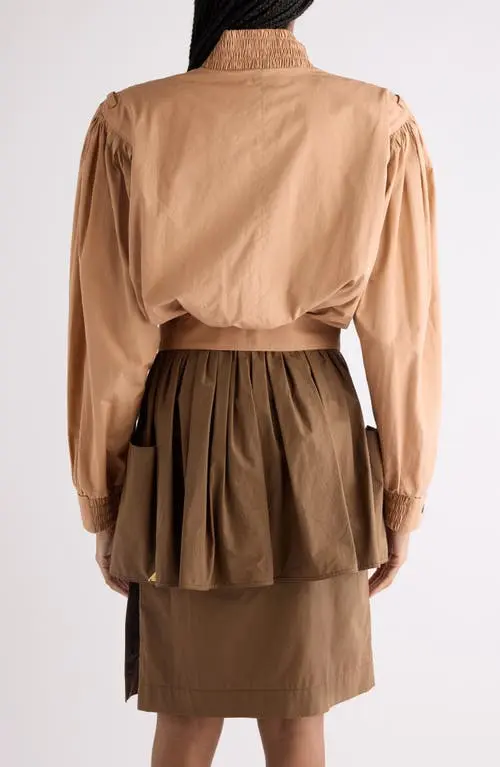 Chloé Crop Gathered Cotton Poplin Jacket - Reef Shell
